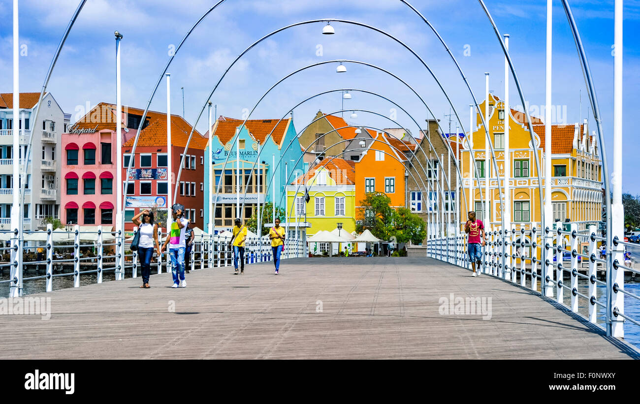 The waterfront Handelskade in Willemstad capital city of Curacao Stock ...