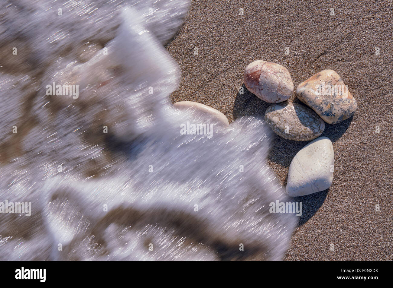 Stones and pebbles on the beach on the Greek island of Corfu Stock ...