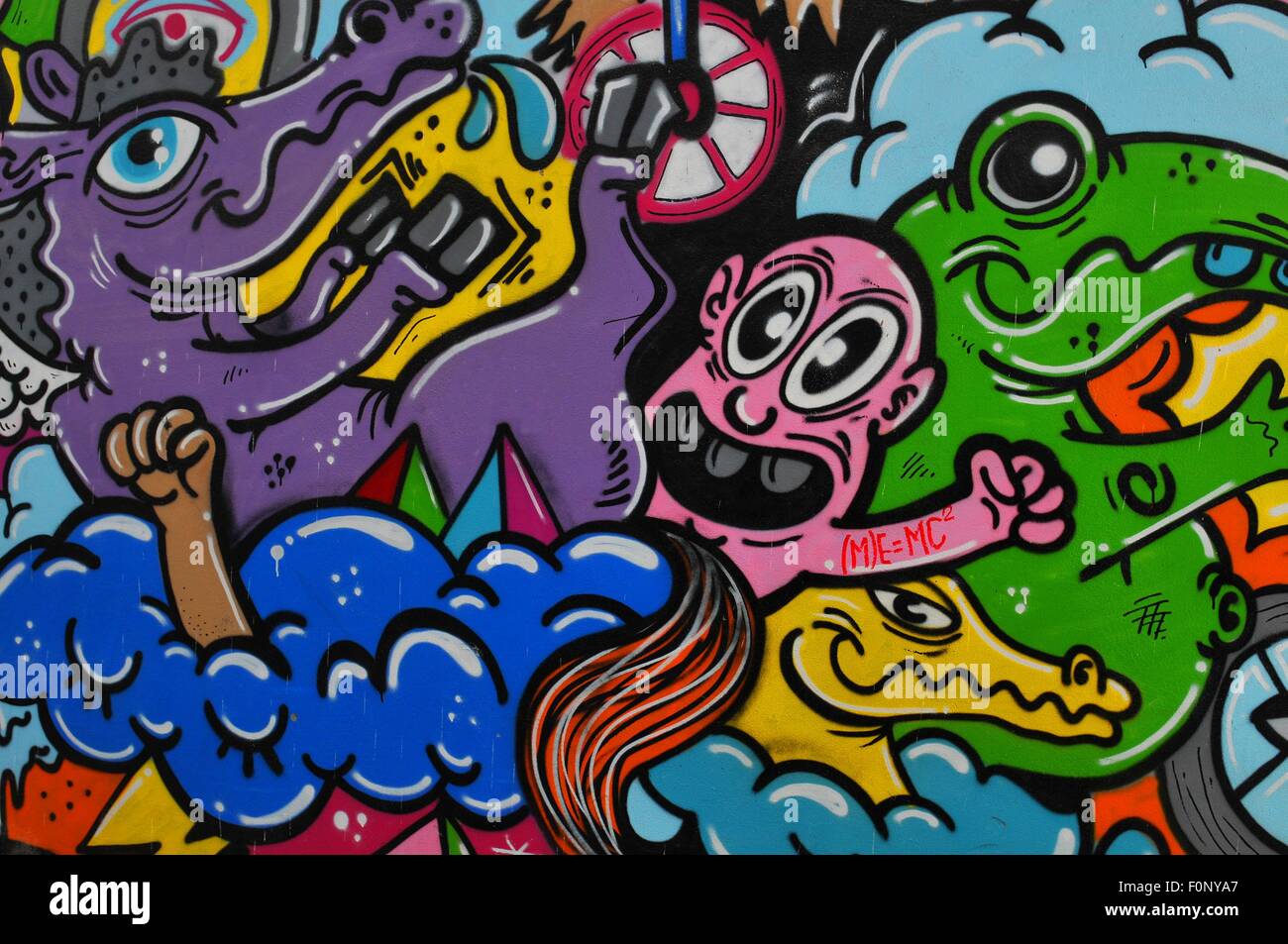 Bucharest, Romania - June 23, 2015: Close up of street art graffiti on ...