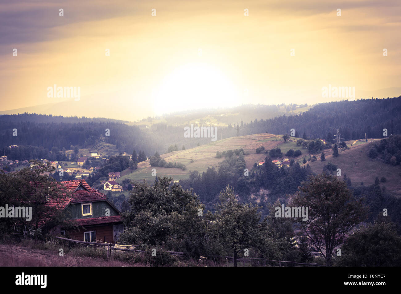 Rural mountain landscape of the Montenegrin ridge in Carpathians Stock ...