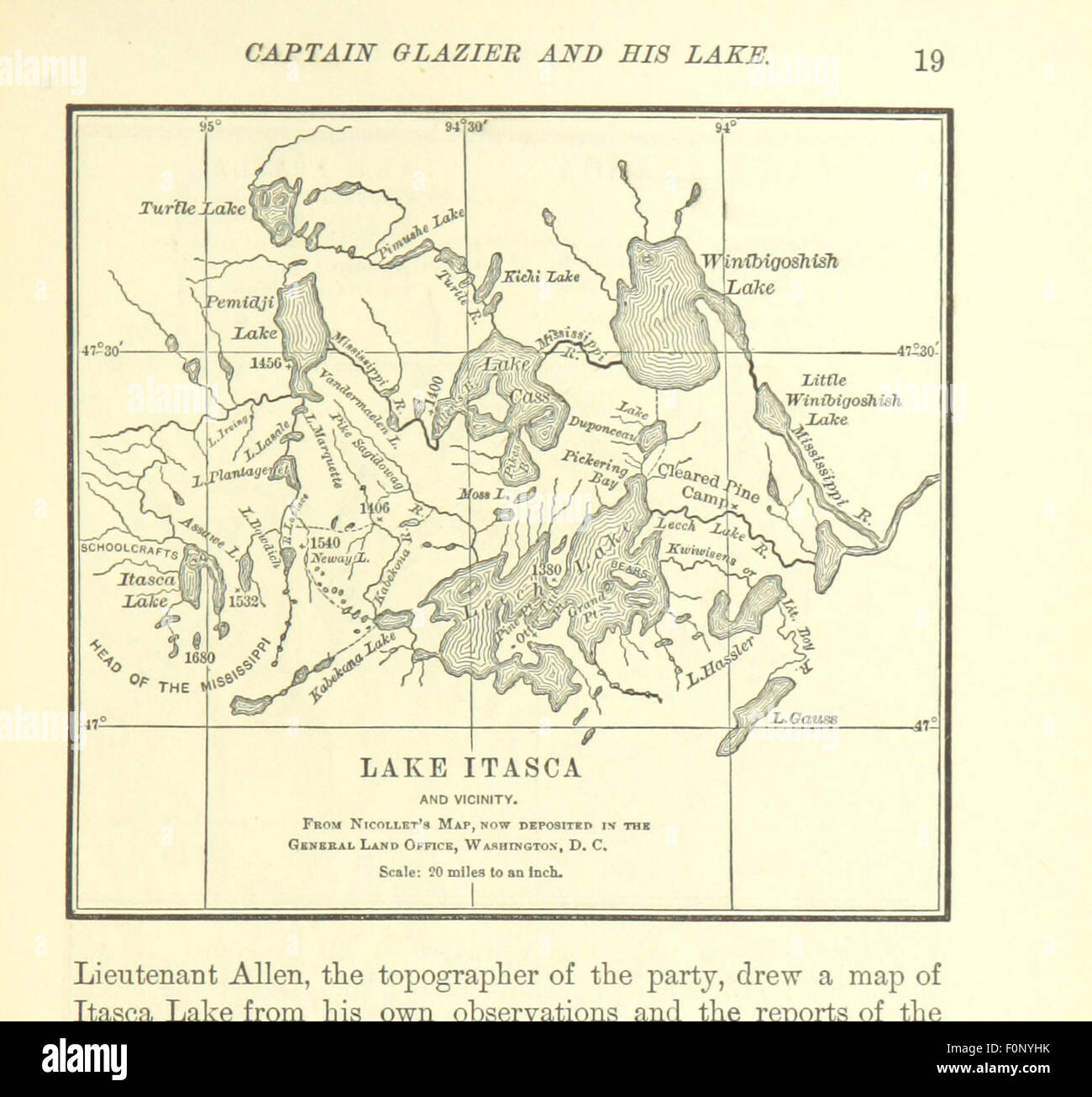 Map of lake itasca hi-res stock photography and images - Alamy
