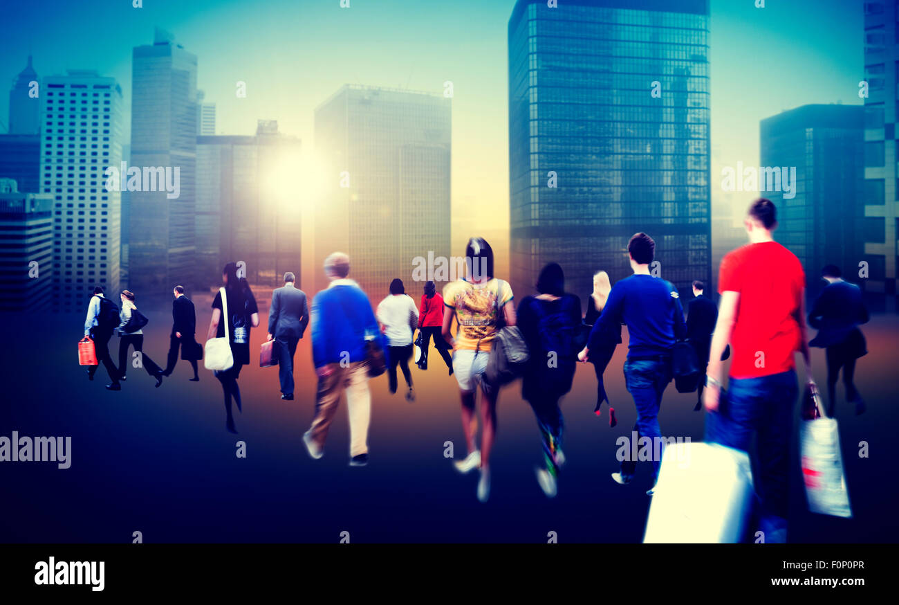 Commuter Business District Walking Crowd Cityscape Concept Stock Photo ...