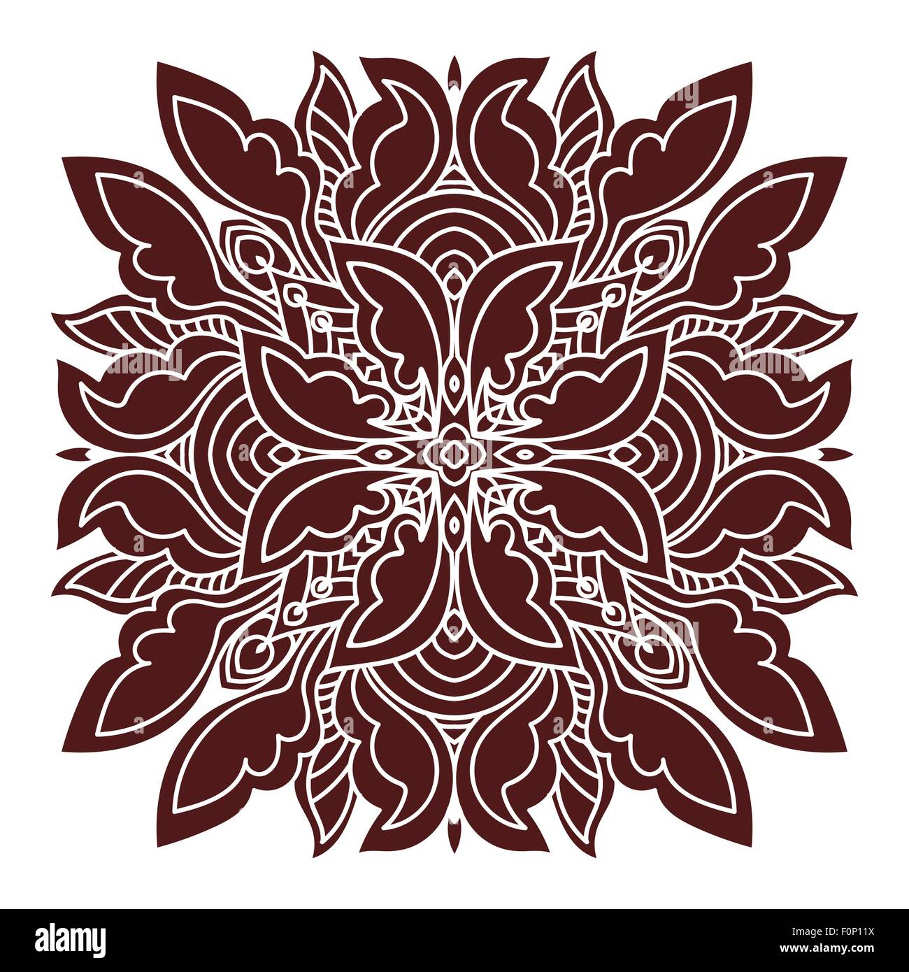 Hand drawing mandala element, silhouette in marsala color. Italian ...