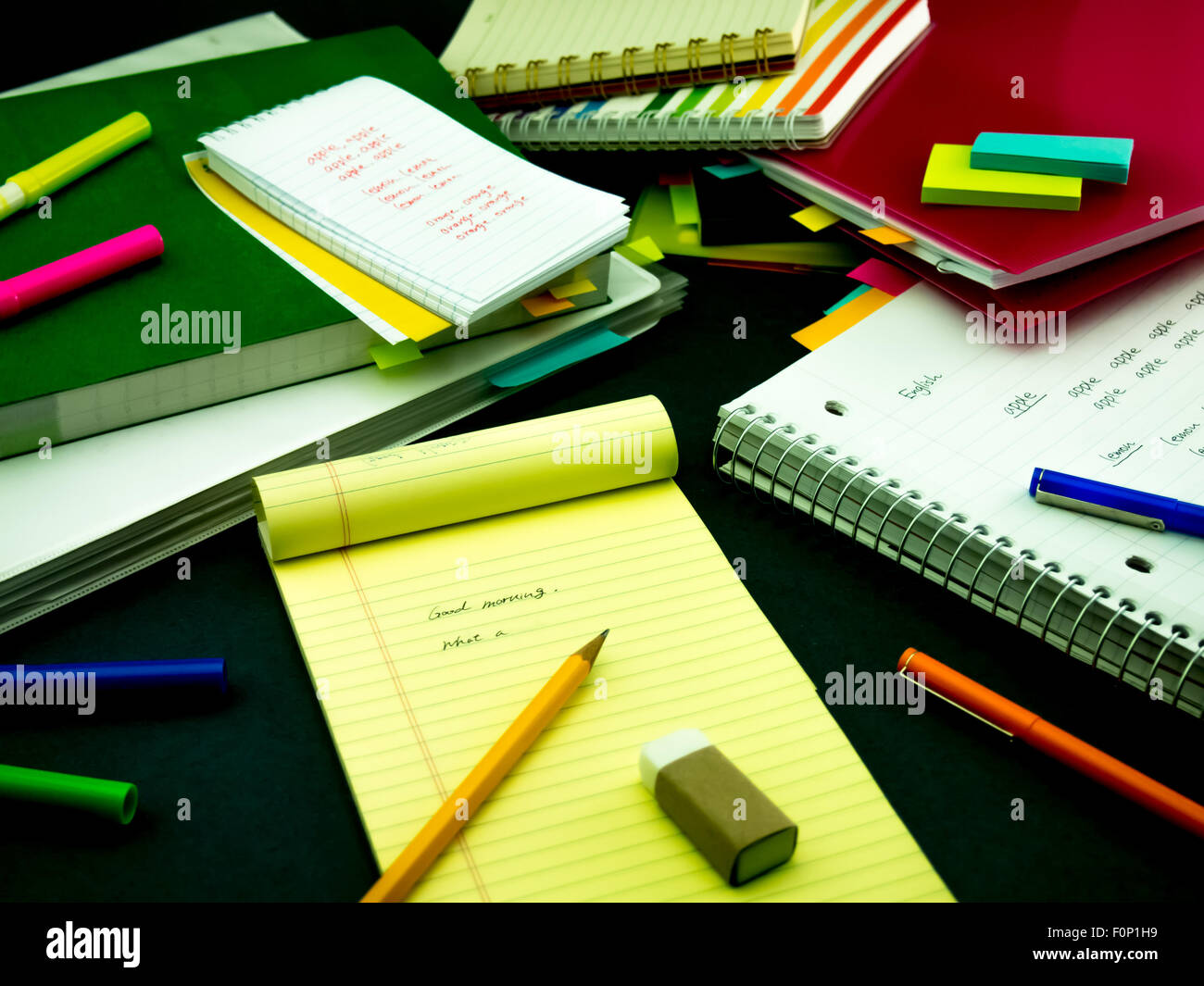 Learning New Language Writing Words Many Times on the Notebook; English ...