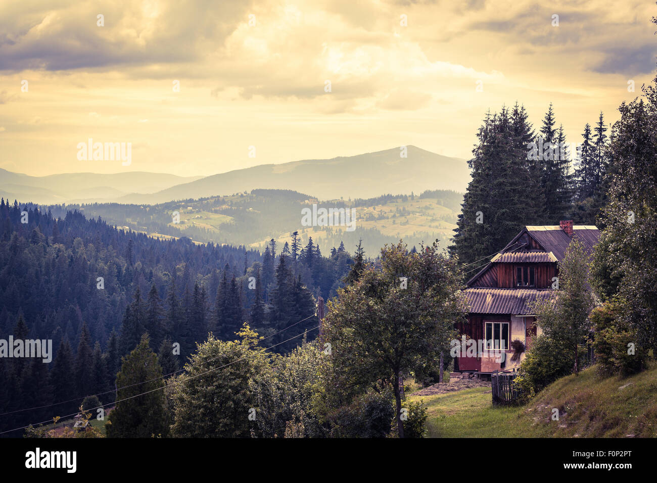 Rural mountain landscape of the Montenegrin ridge in Carpathians Stock ...