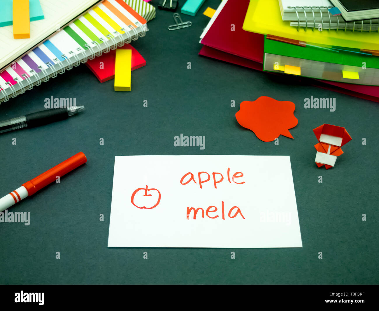 Learning New Language Making Original Flash Cards; Italian Stock Photo ...