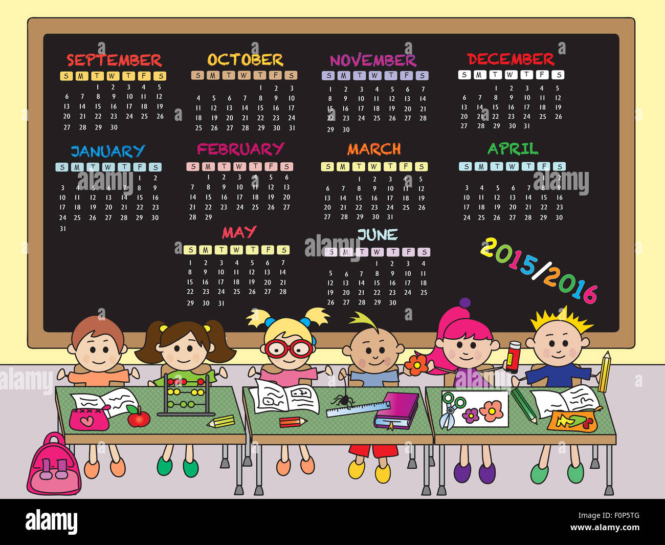 Cartoon School Calendar