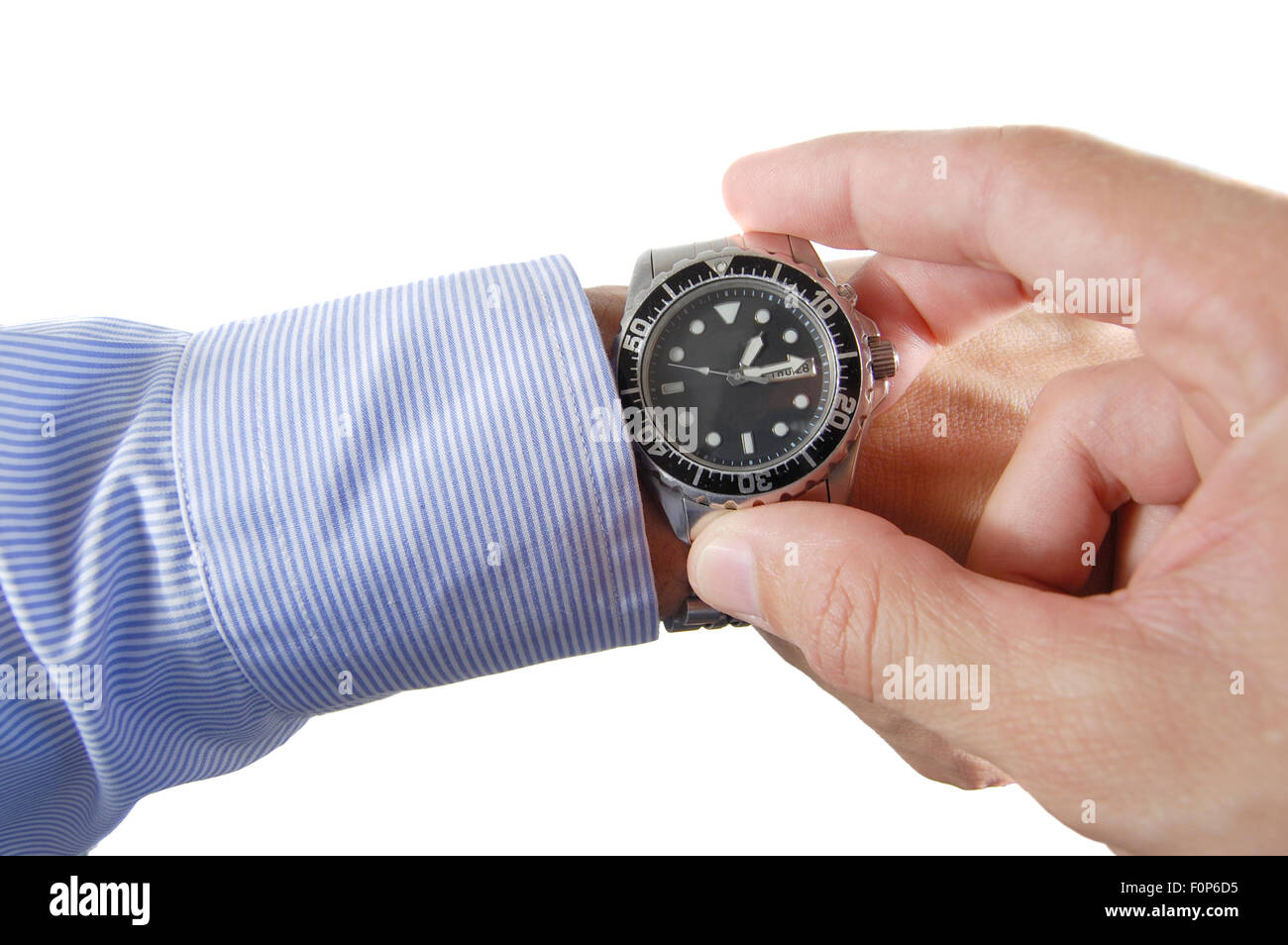 Executive hand holding a wrist watch isolated on white Stock Photo - Alamy
