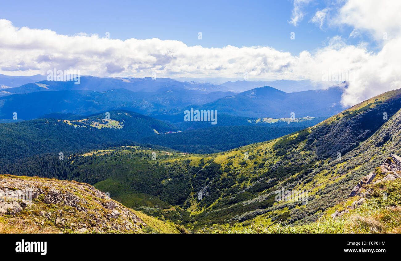 summer landscape of the Montenegrin ridge in Carpathians Stock Photo ...
