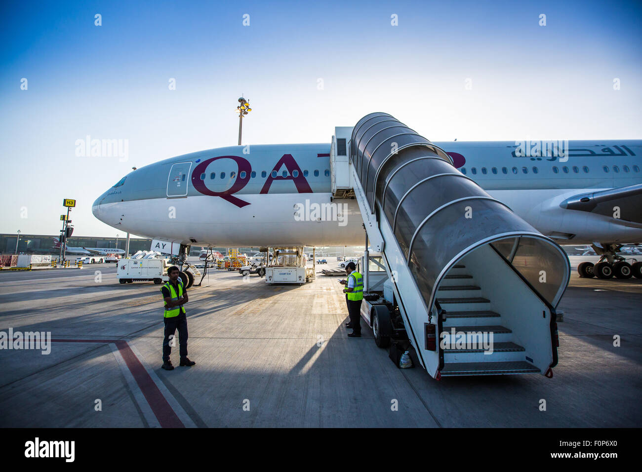 Doha International Airport parking apron Stock Photo - Alamy