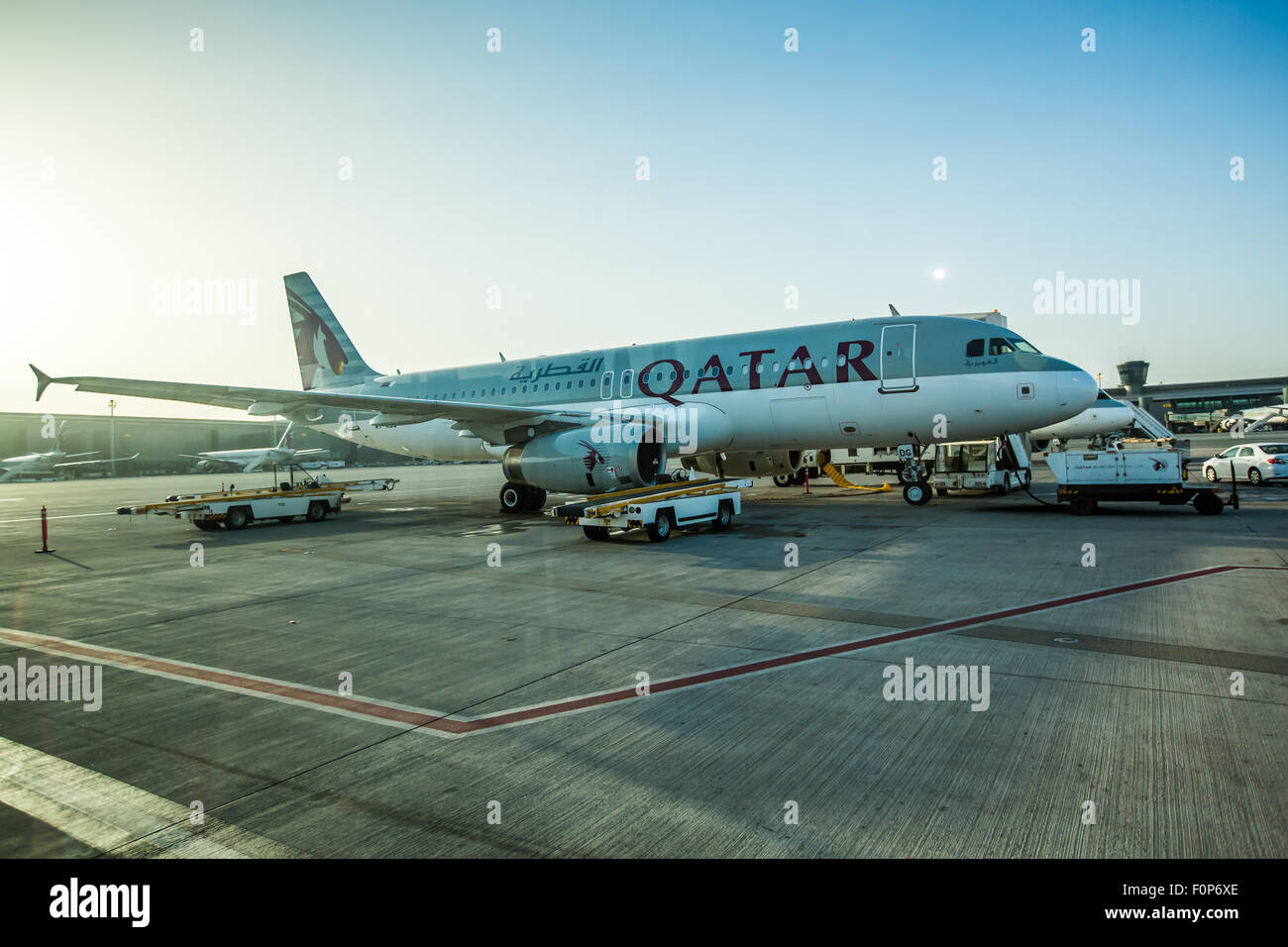 Doha International Airport parking apron Stock Photo - Alamy
