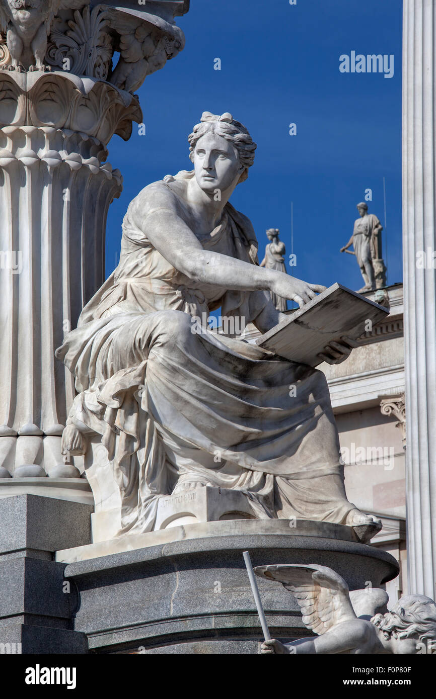 Statue Outside Vienna Parliament Building High Resolution Stock ...