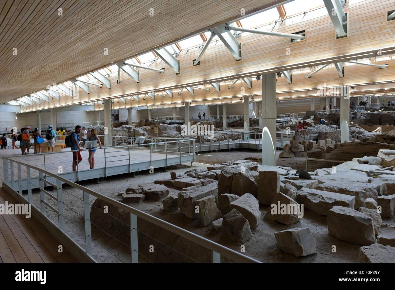The excavation of the village of Akrotiri destroyed by a volcanic ...