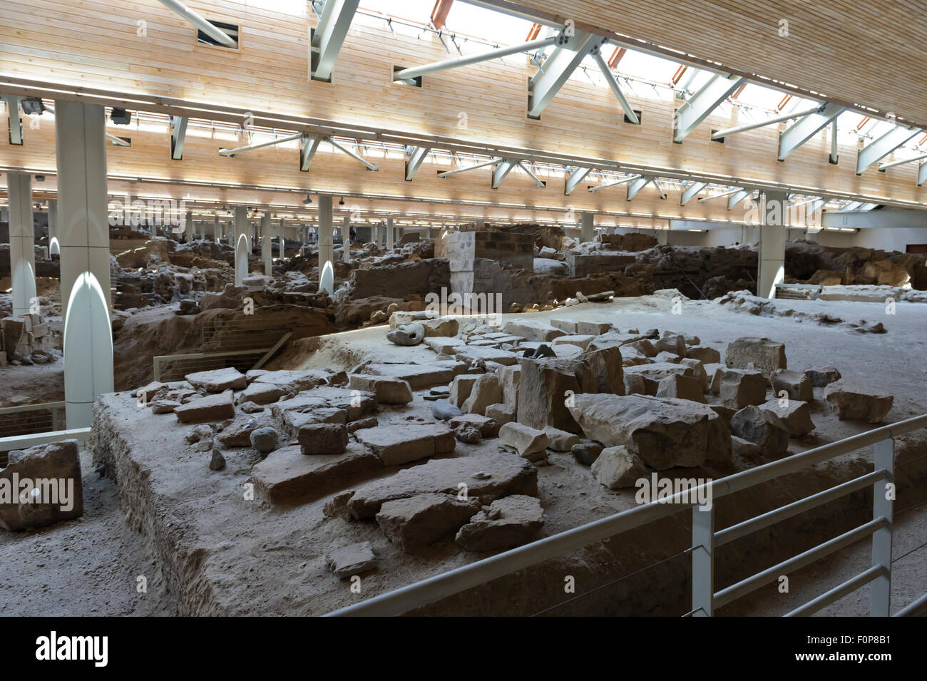 The excavation of the village of Akrotiri destroyed by a volcanic ...