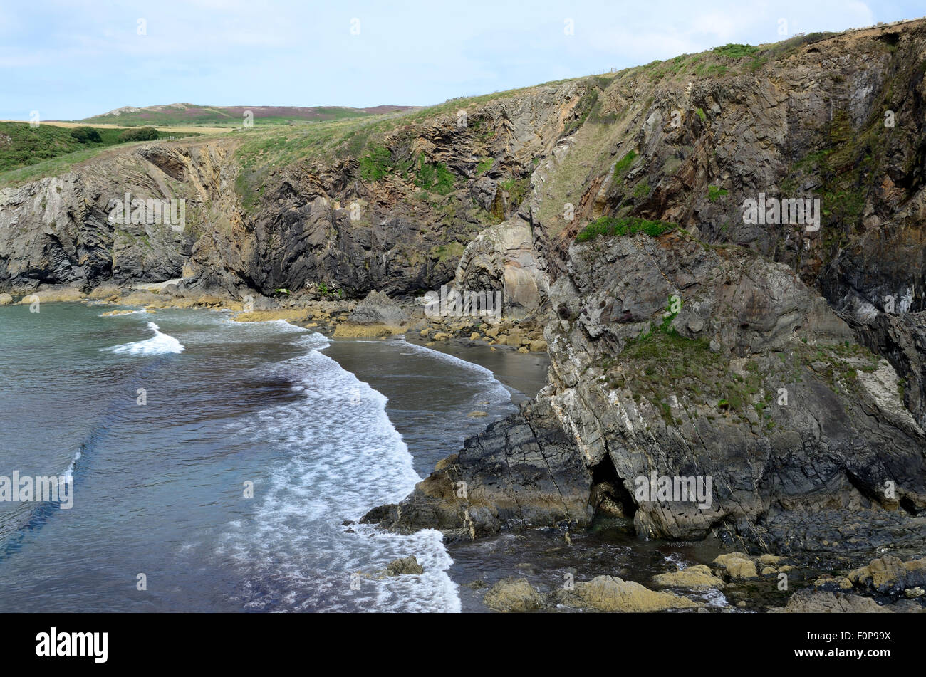 Pwllcrochan Beach Pembrokeshire Coast national park Wales Cymru UK GB ...
