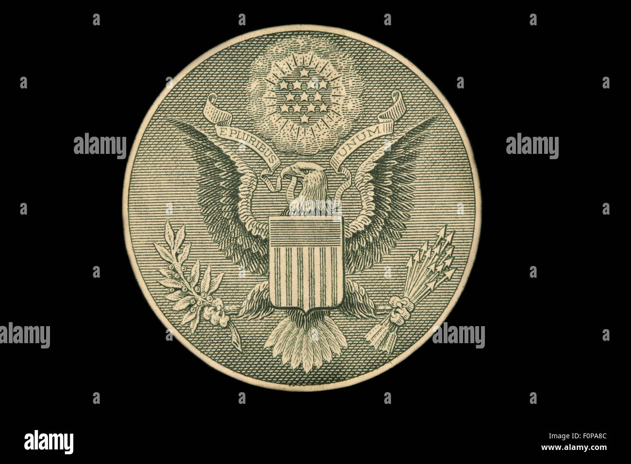 The US dollar bill great seal isolated on black Stock Photo - Alamy