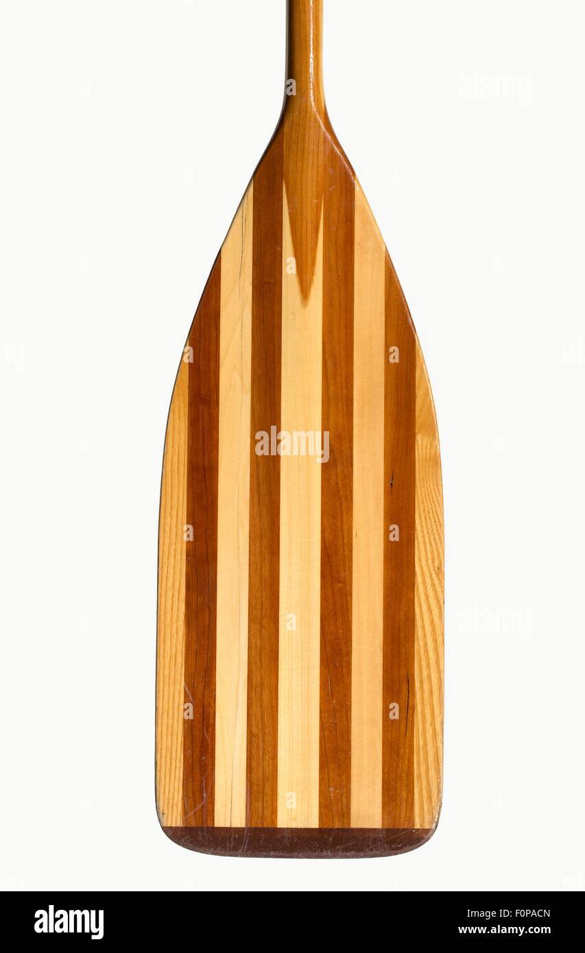 Close-up of a wooden striped blade on a canoe paddle Stock Photo - Alamy
