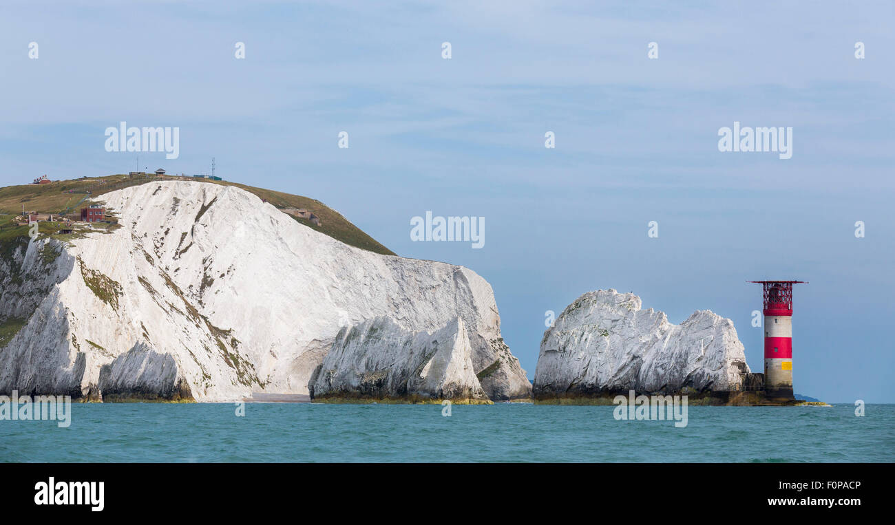 The Needles rocks and lighthouse on the Isle of Wight. Picture date ...