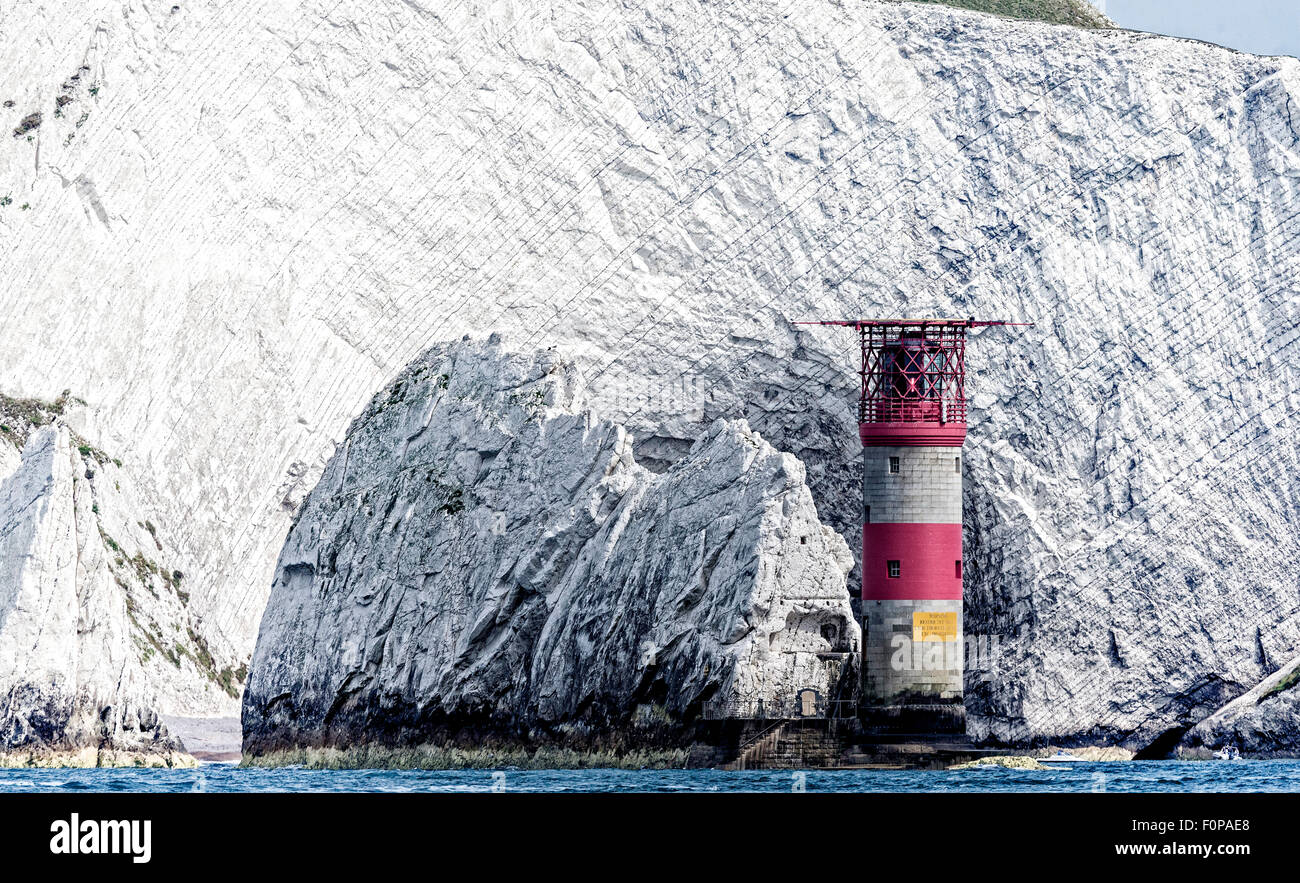 The Needles rocks and lighthouse on the Isle of Wight. Picture date ...