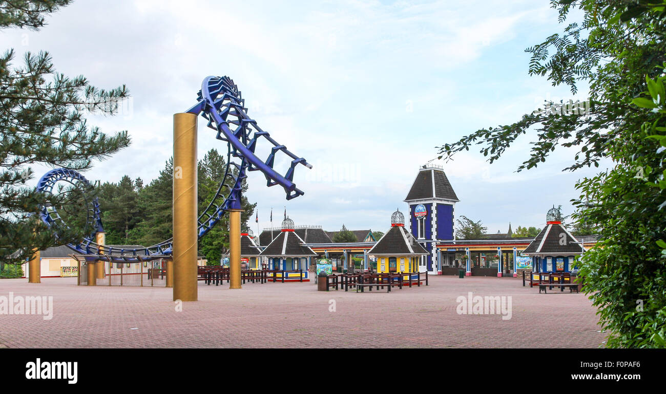 A section of the Corkscrew ride at the entrance to Alton Towers Estate ...