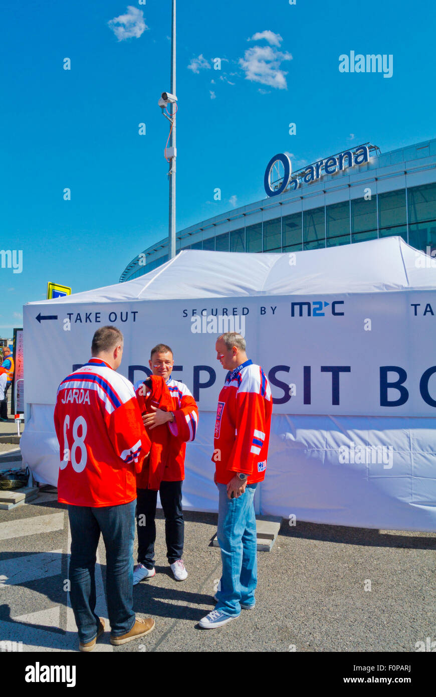 Fans outside O2 arena, during 2015 Ice Hockey World Championships ...