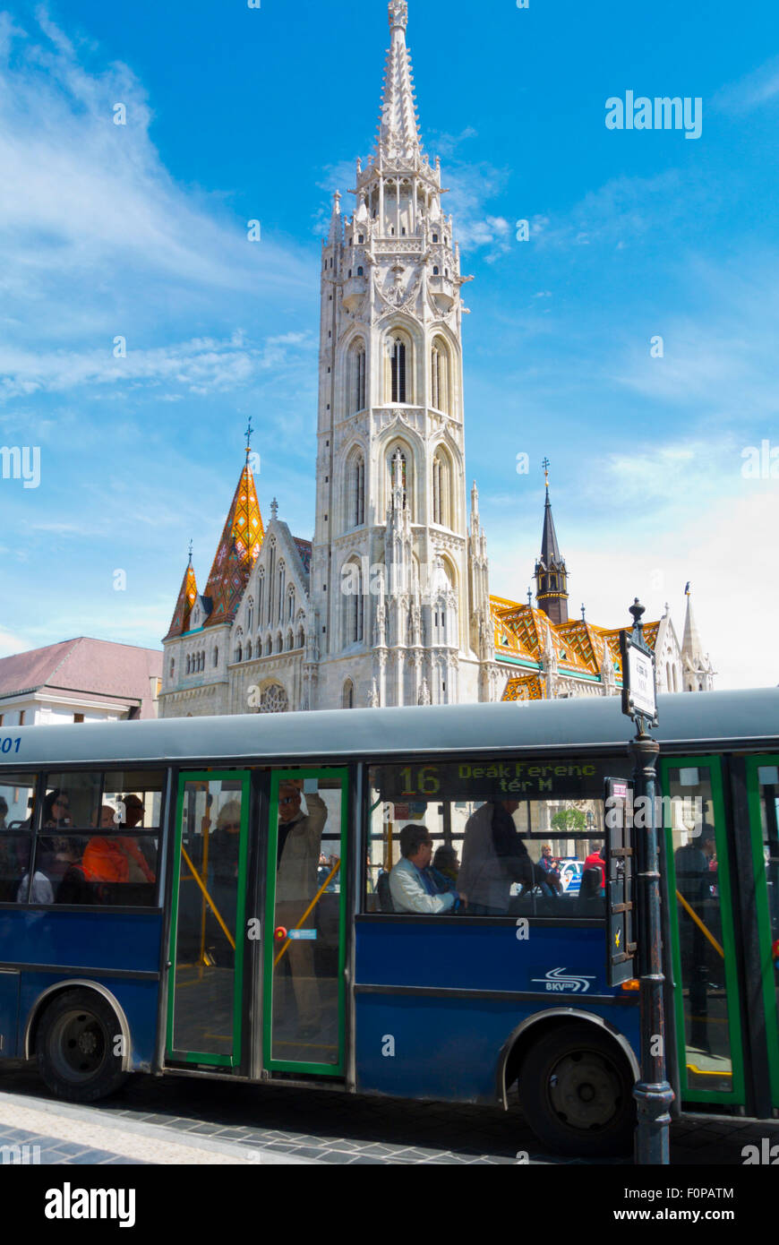 Bus 16, in front of Matthias church, Szentharomsag ter, Budavar, Castle ...