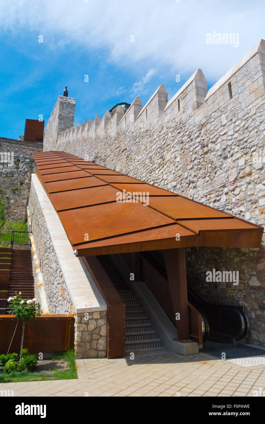 Stairs and escalator to the castle, Clark Adam ter (2013), below Castle ...