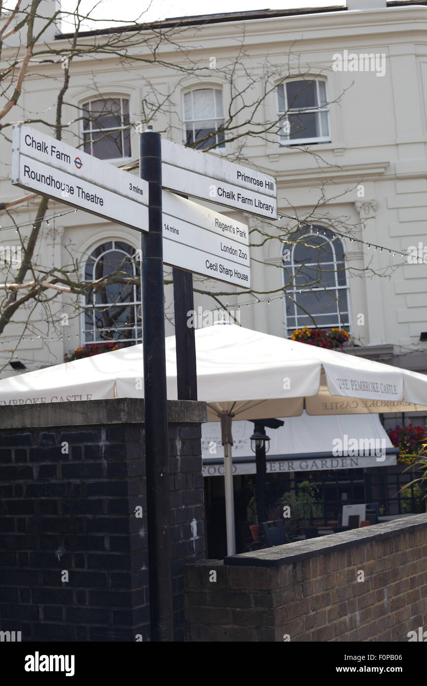 Direction signs for Primrose Hill, Roundhouse Theatre, London Zoo ...