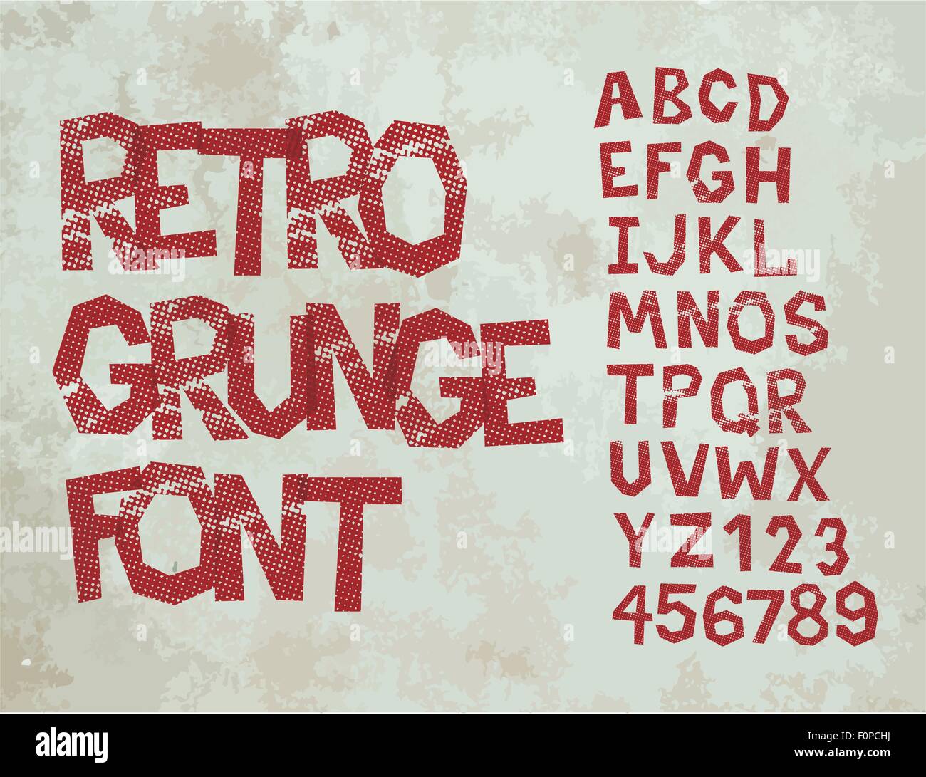 Retro grunge font with alphabet, vintage typography Stock Vector Image ...