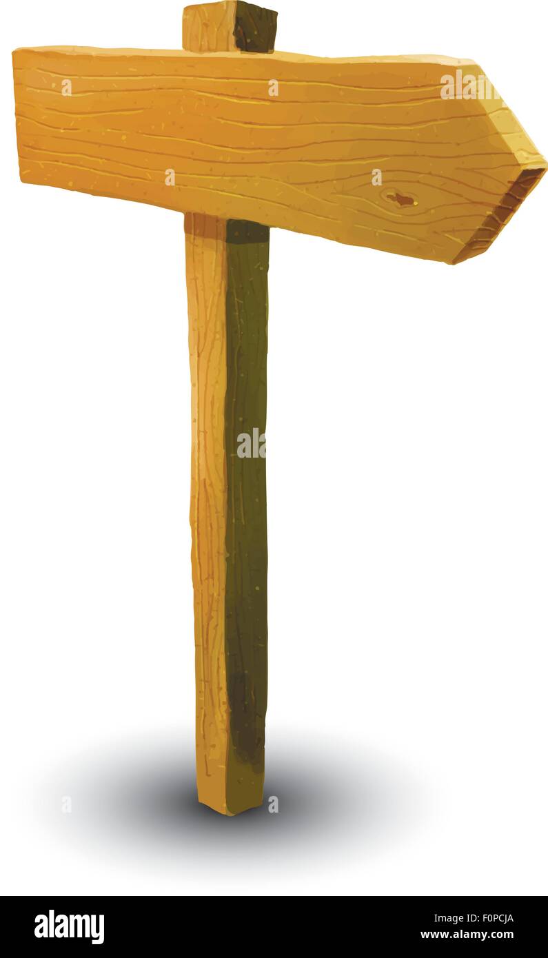 Realistic wooden pointer direction with shadow isolated on white Stock ...