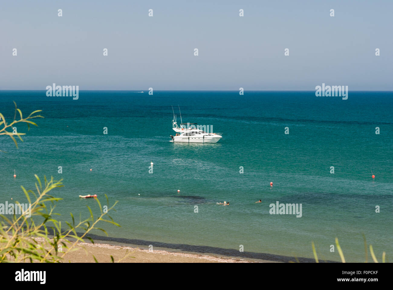 Cyprus Blue-Flag Beach. Faros Beach. View on the sea and yacht ...