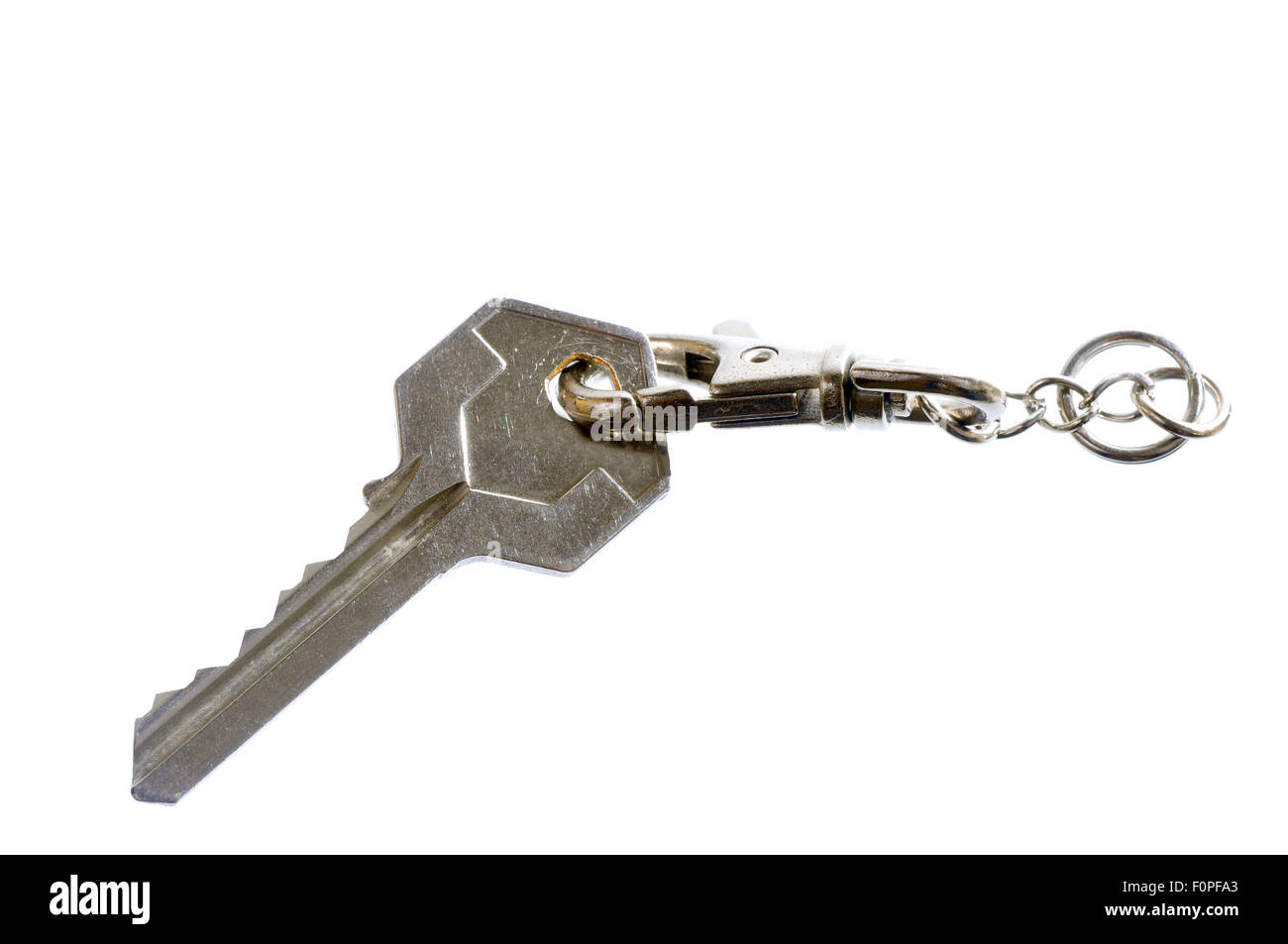 Single key on a keychain isolated on white Stock Photo - Alamy