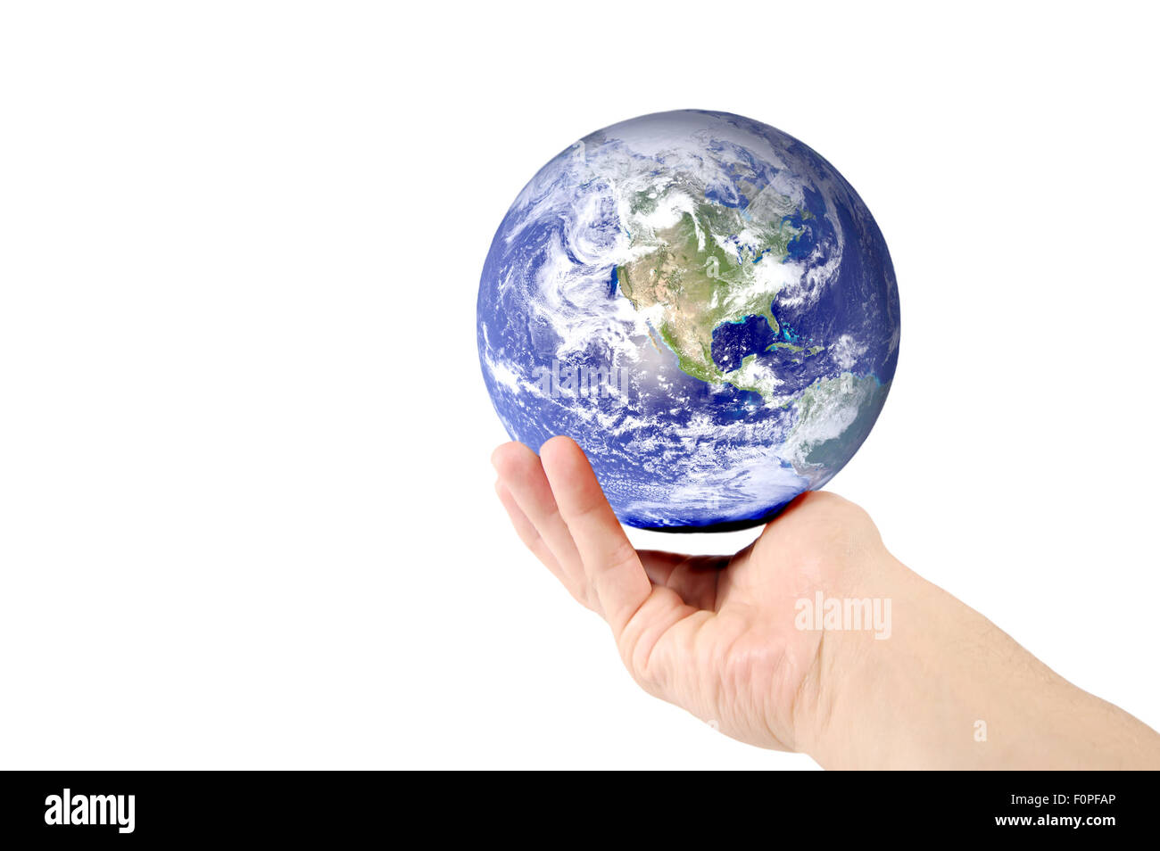 Hand holding planet earth isolated on white Stock Photo - Alamy