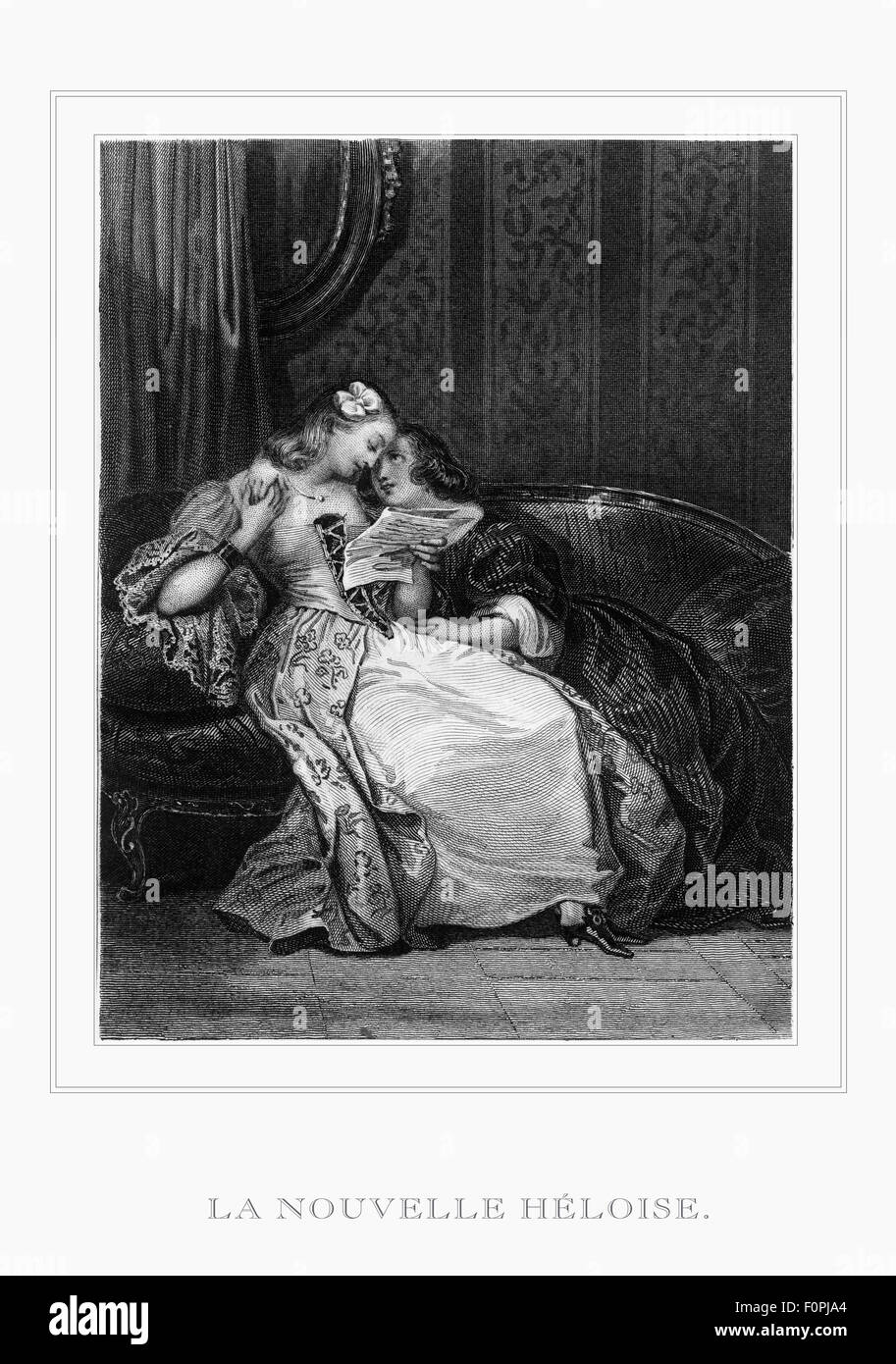 Two Girls reading a Love Letter from La Nouvelle Heloise (The New ...