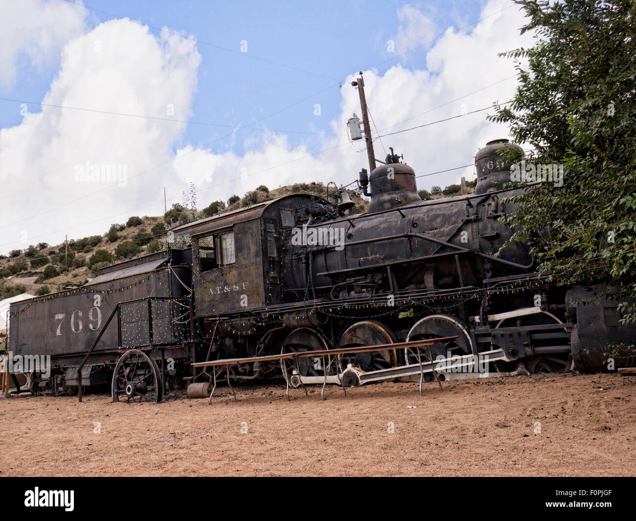 Old Train of Atchison Topeka and Santa Fe Railway in Madrid New Mexico ...