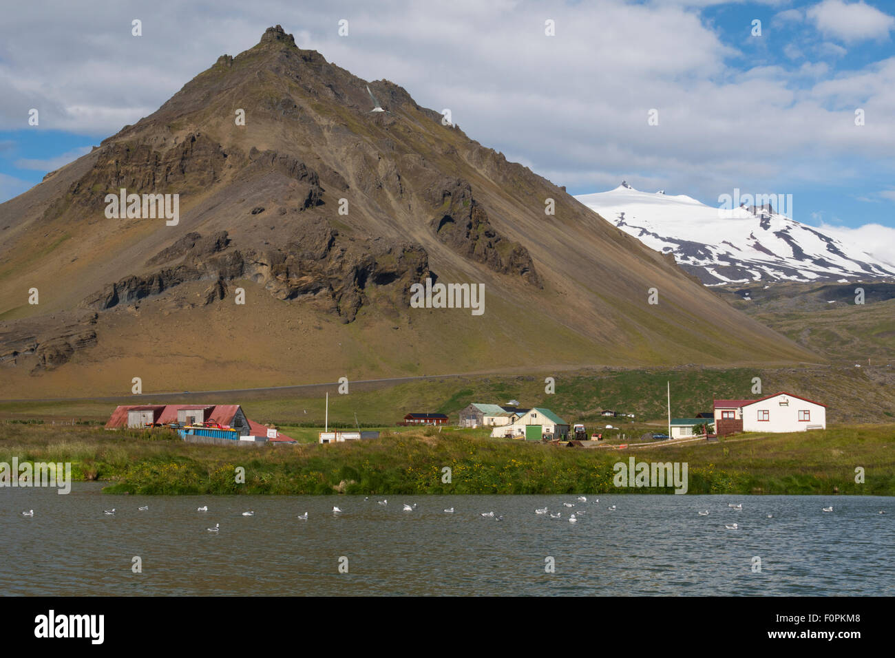 Iceland, West Iceland (aka Vesturland), Snaefellnes Peninsula. Small ...