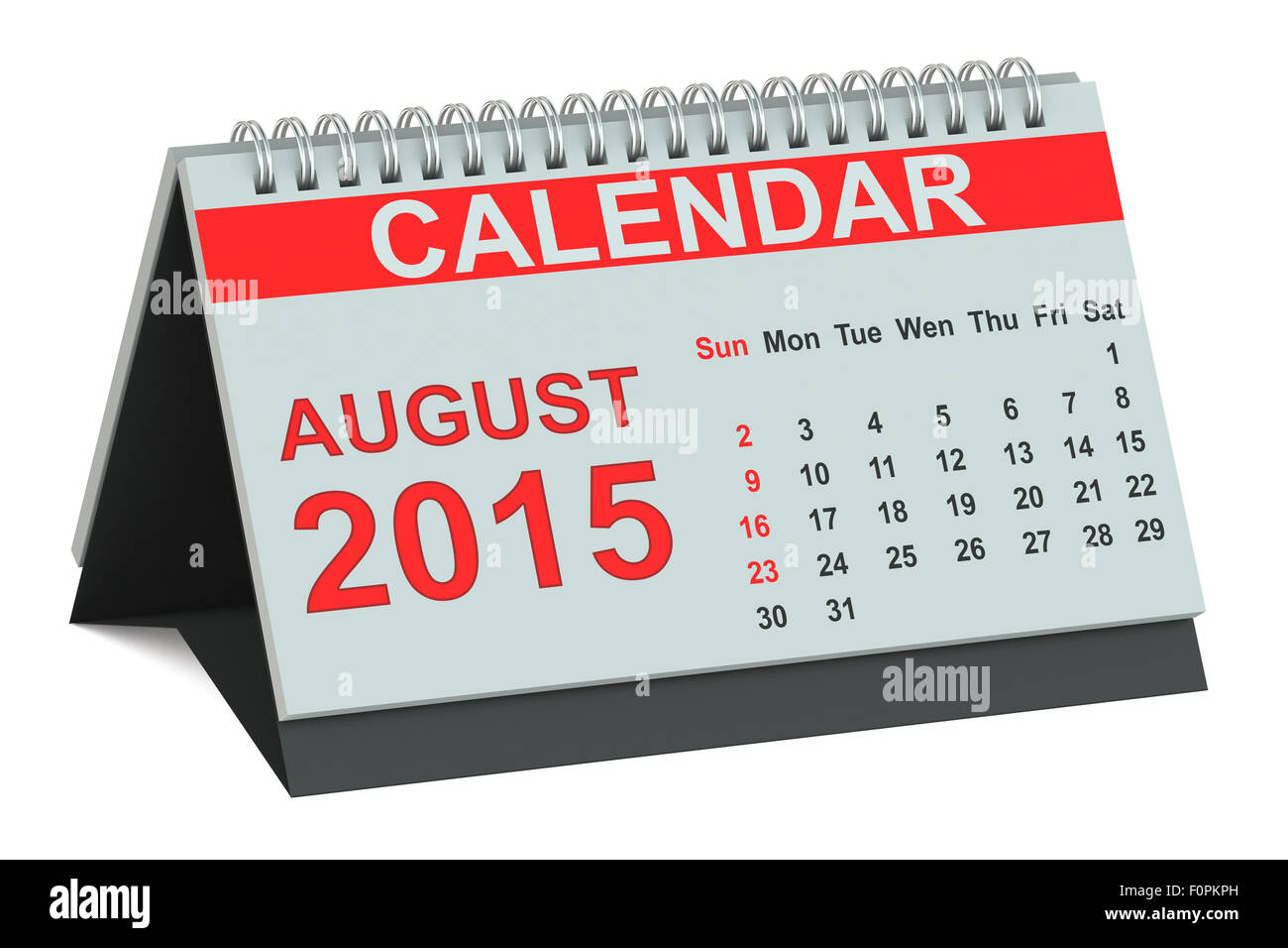 August 2015, desk calendar isolated on white background Stock Photo - Alamy