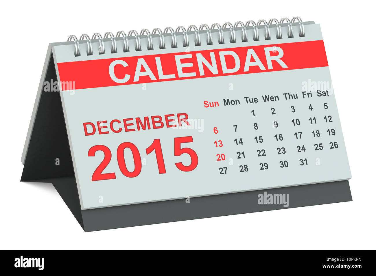 Desember 2015, desk calendar isolated on white background Stock Photo ...