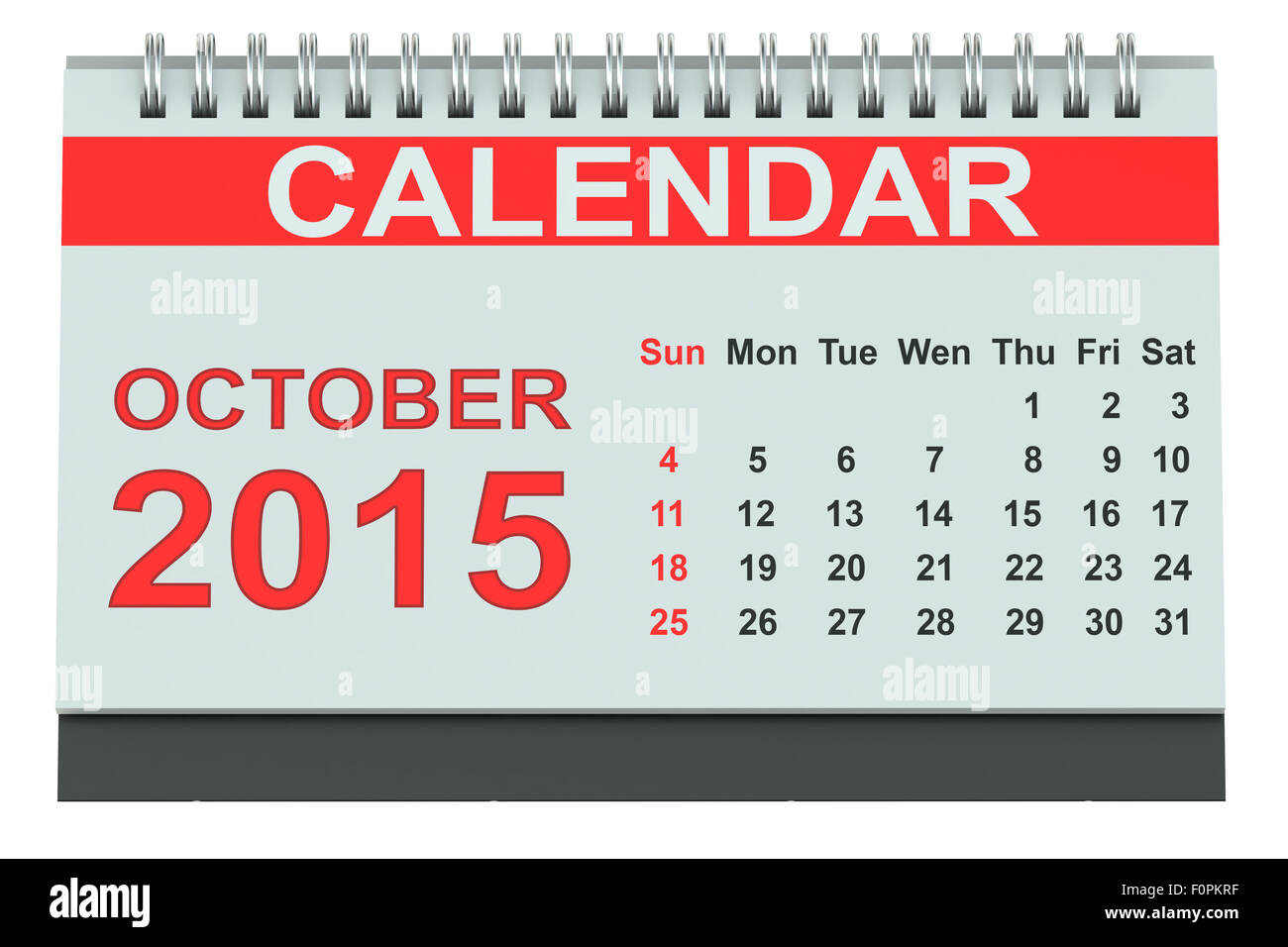 October 2015, desk calendar isolated on white background Stock Photo ...