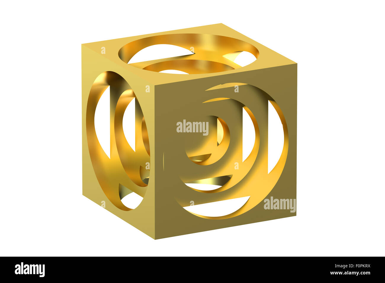 golden turner's cube isolated on white background Stock Photo - Alamy