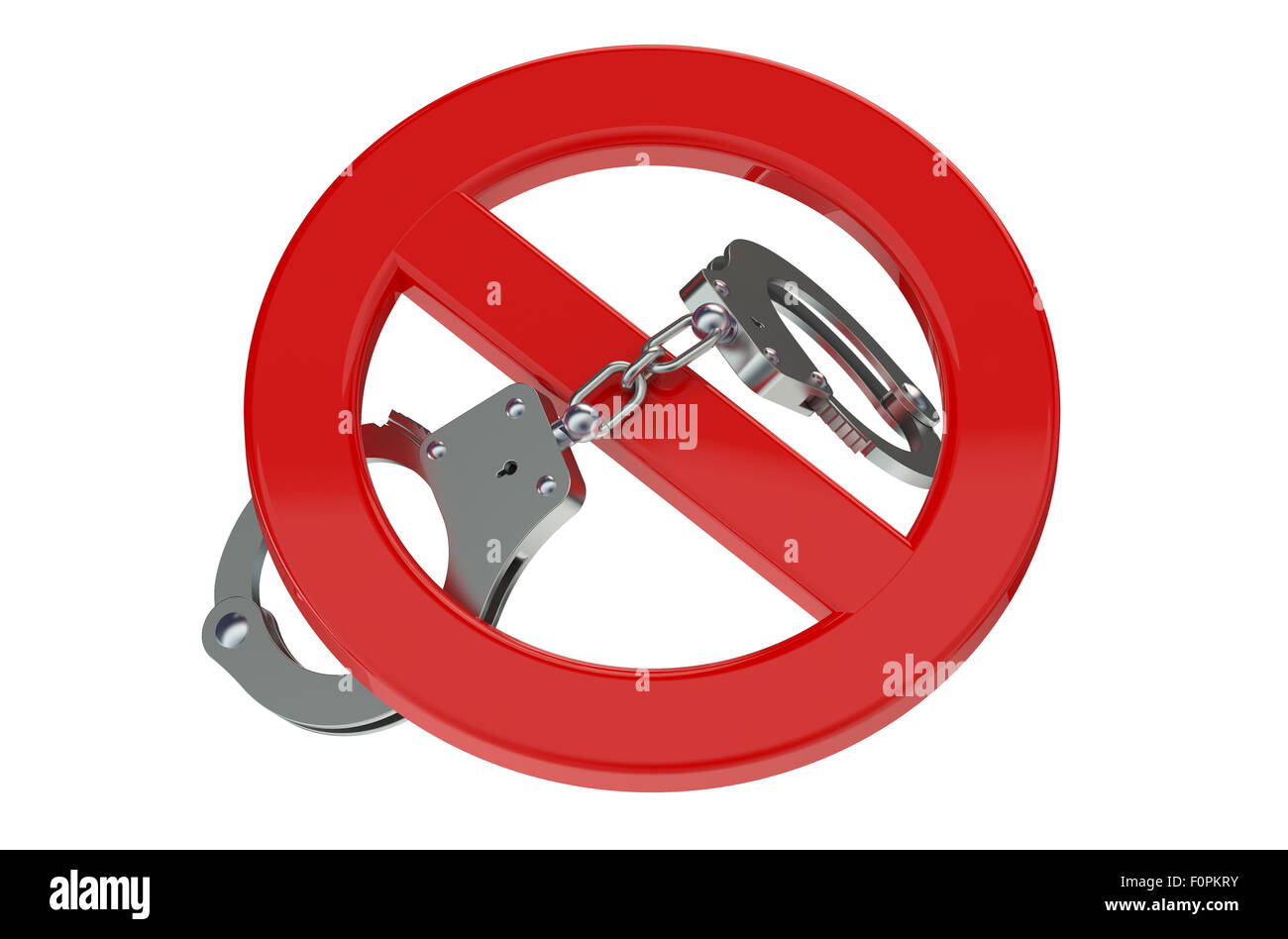 Handcuffs in prohibition sign isolated on white background Stock Photo ...
