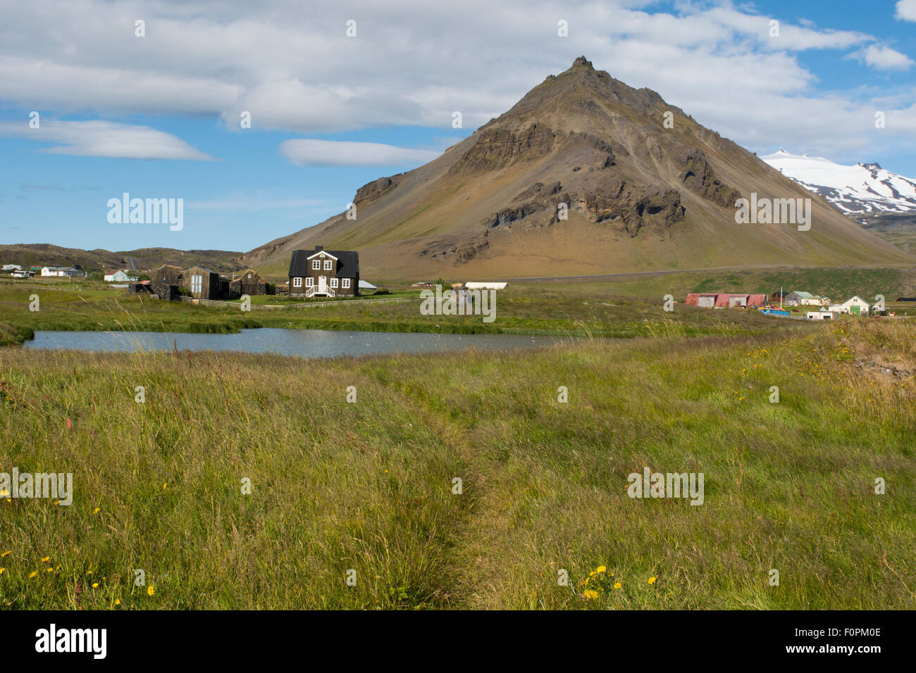 Iceland, West Iceland (aka Vesturland), Snaefellnes Peninsula. Small ...