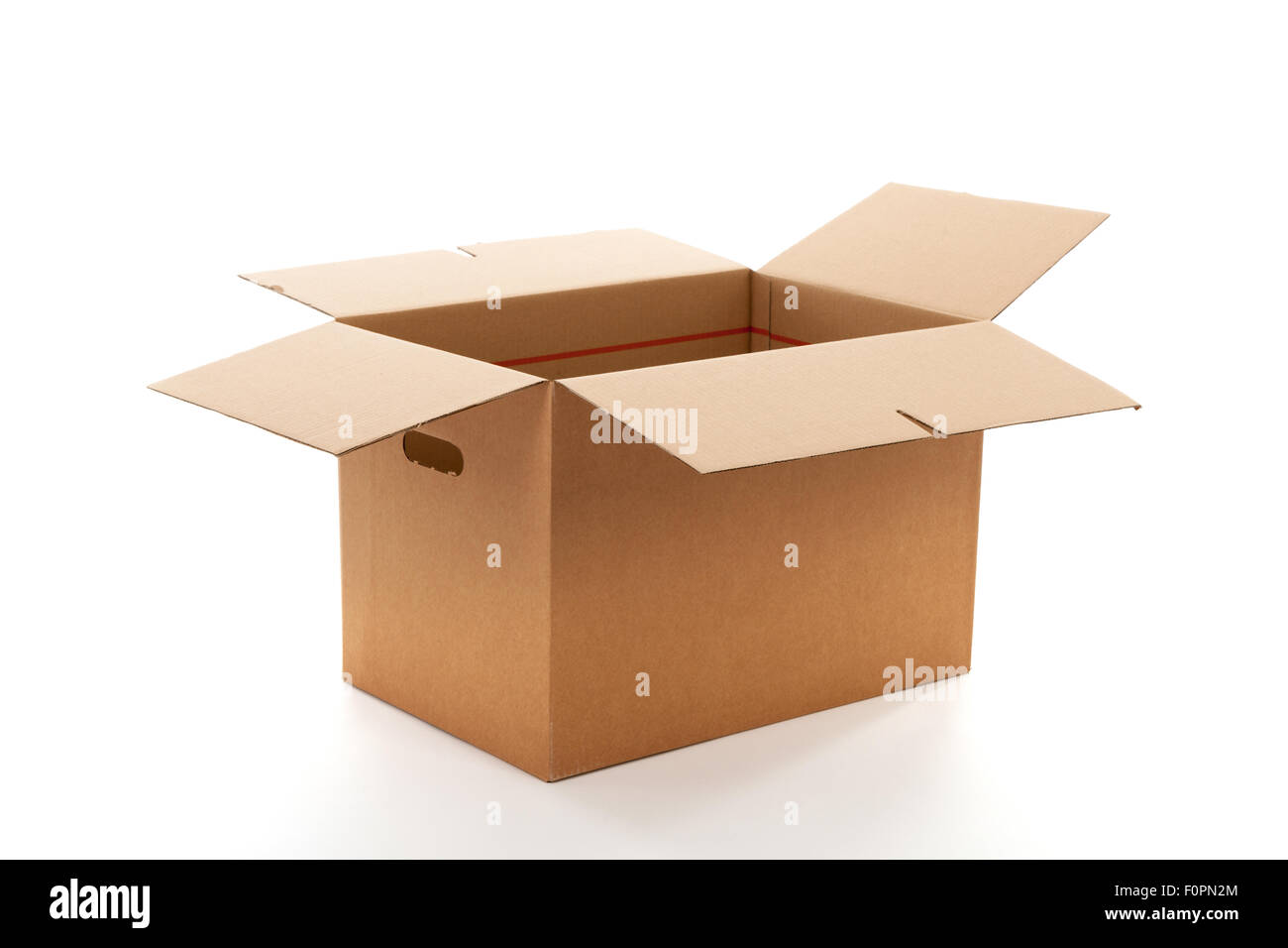 Open carton box isolated over white background Stock Photo - Alamy