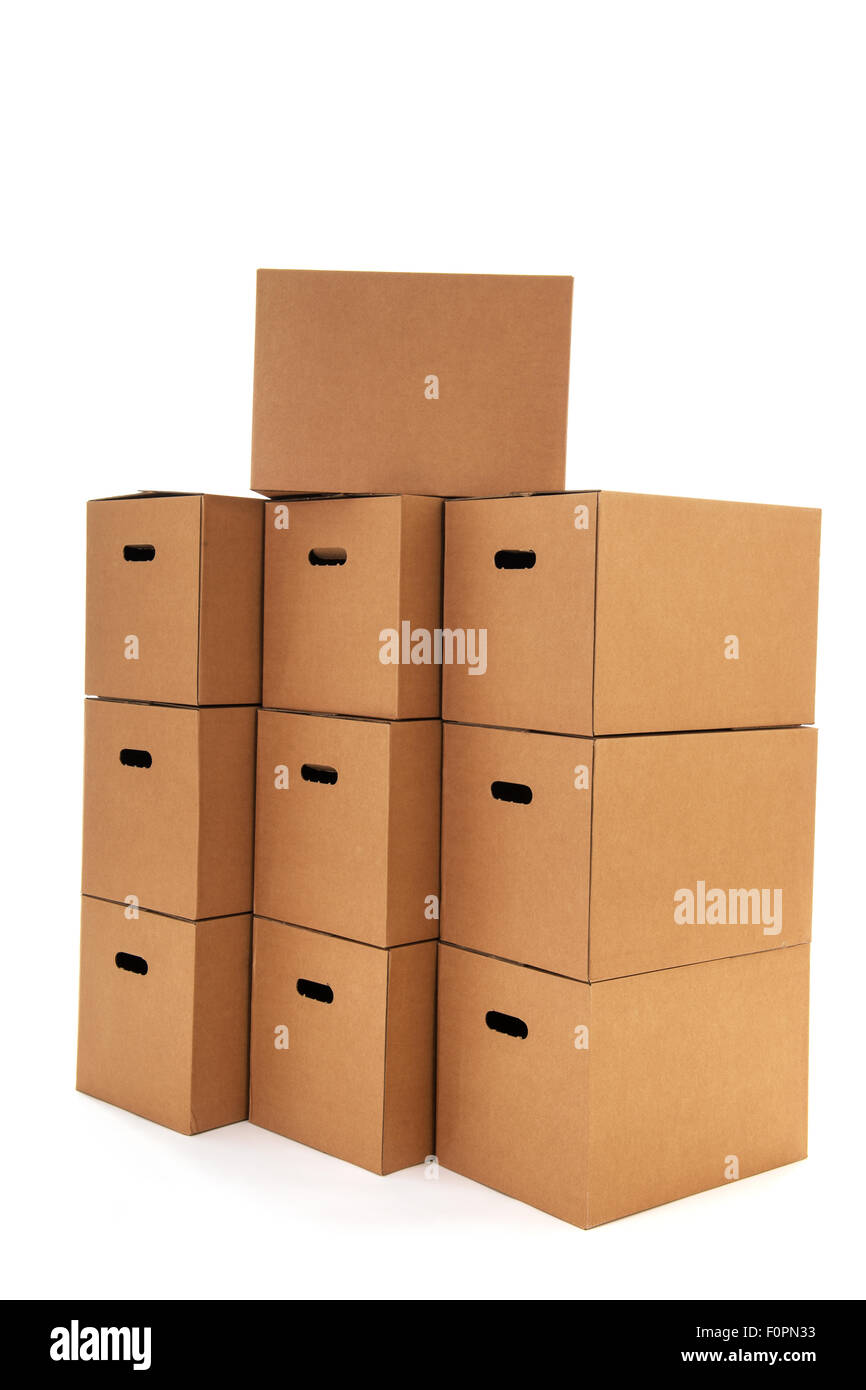 Many carton boxes isolated over white background Stock Photo - Alamy