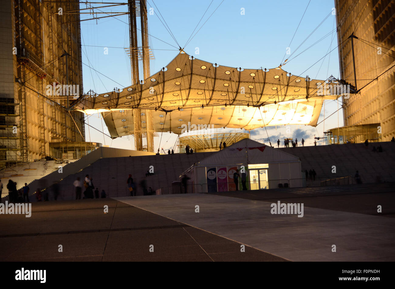The tent which hangs from the Grad Arch at La Defense Stock Photo - Alamy