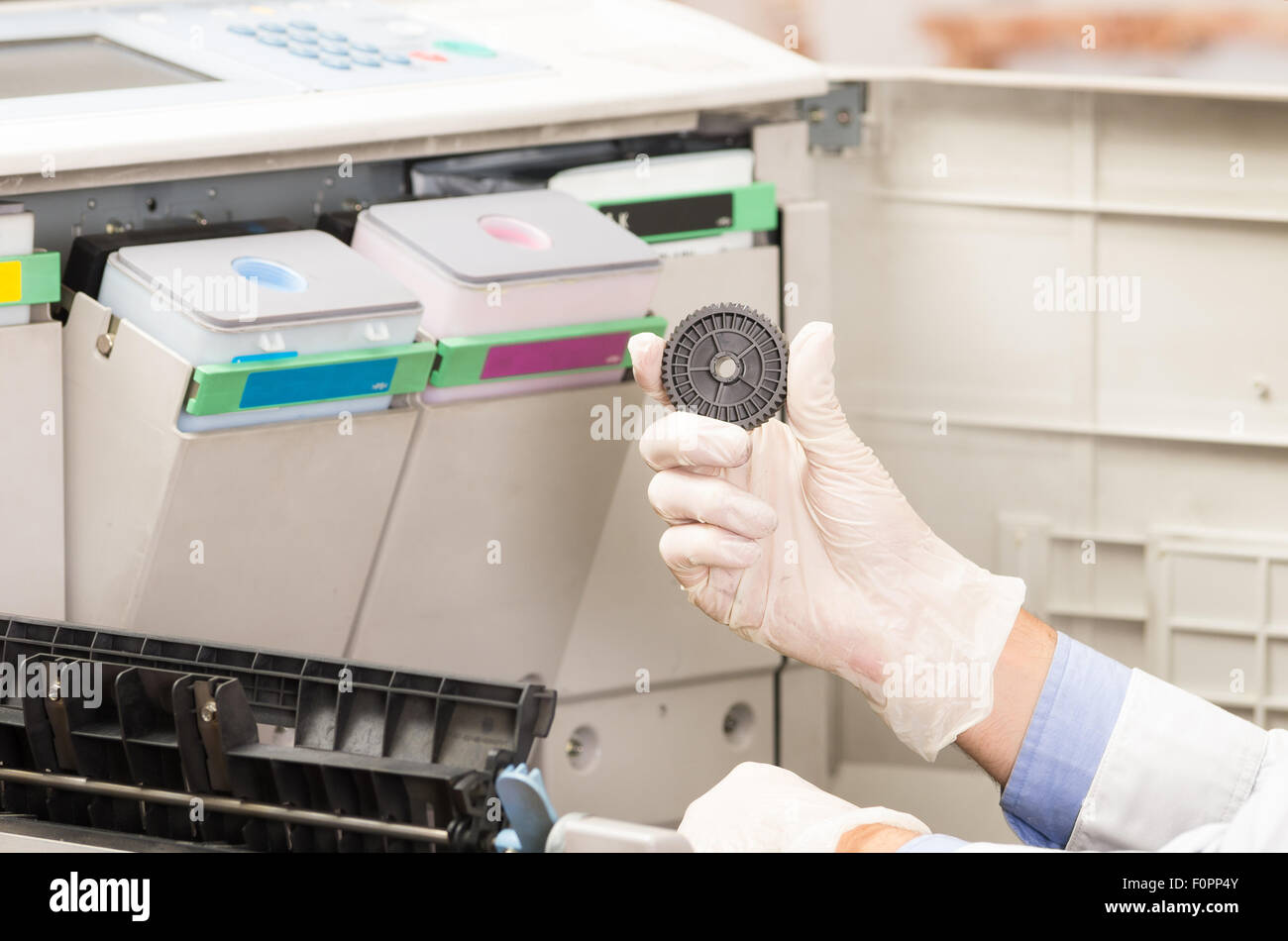 closeup shot technician fixing digital photocopier machine Stock Photo ...
