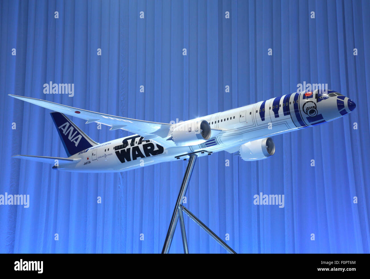 R2-D2 ANA Jet is displayed at a launch event of Star Wars ANA Jet ...