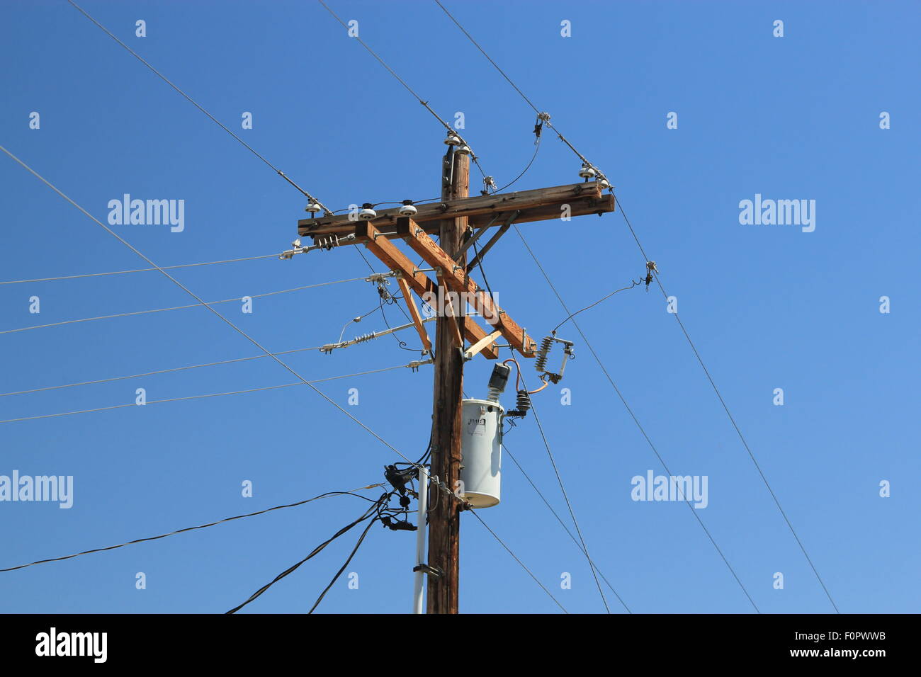 Close up of an electricity pylon with power cables Stock Photo - Alamy