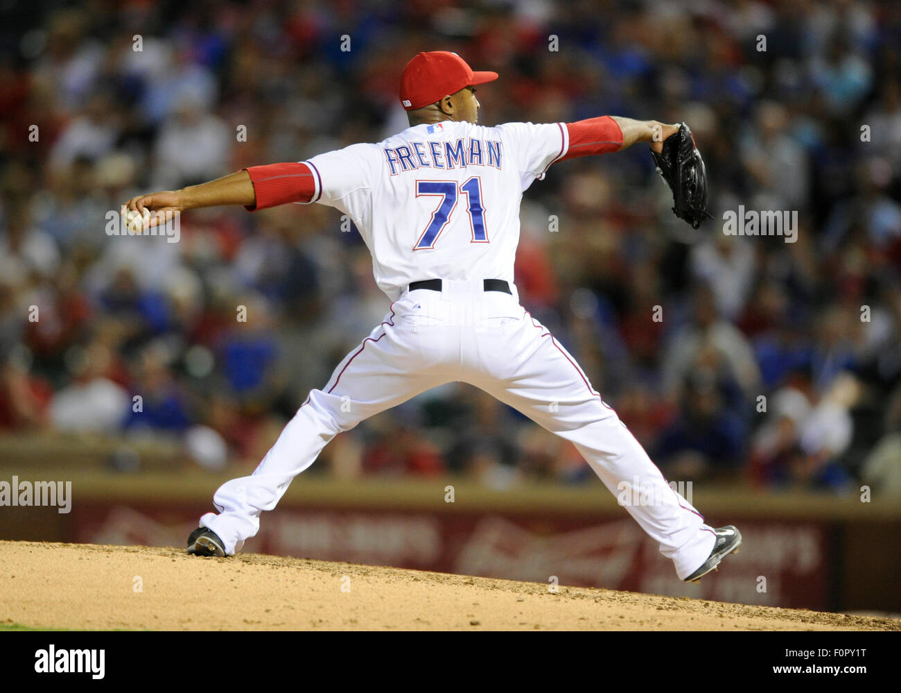AUG 18, 2015: Texas Rangers relief pitcher Sam Freeman #71 during an ...