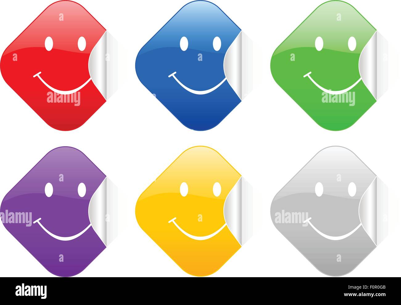 Square stickers set on a white background. Vector illustration Stock ...